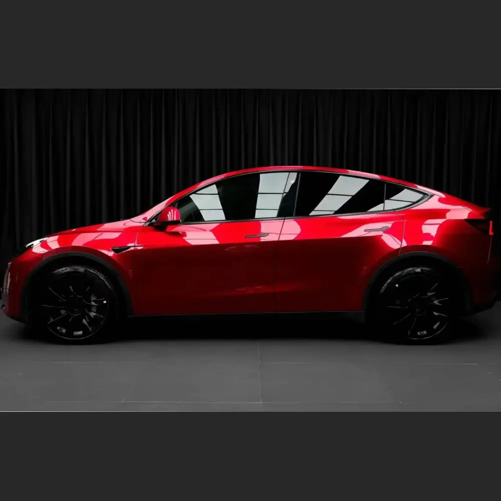 Tesla Model Y Wrap, Best Ravoony Gloss Liquid Ruby Red Vinyl Car Wrap ...