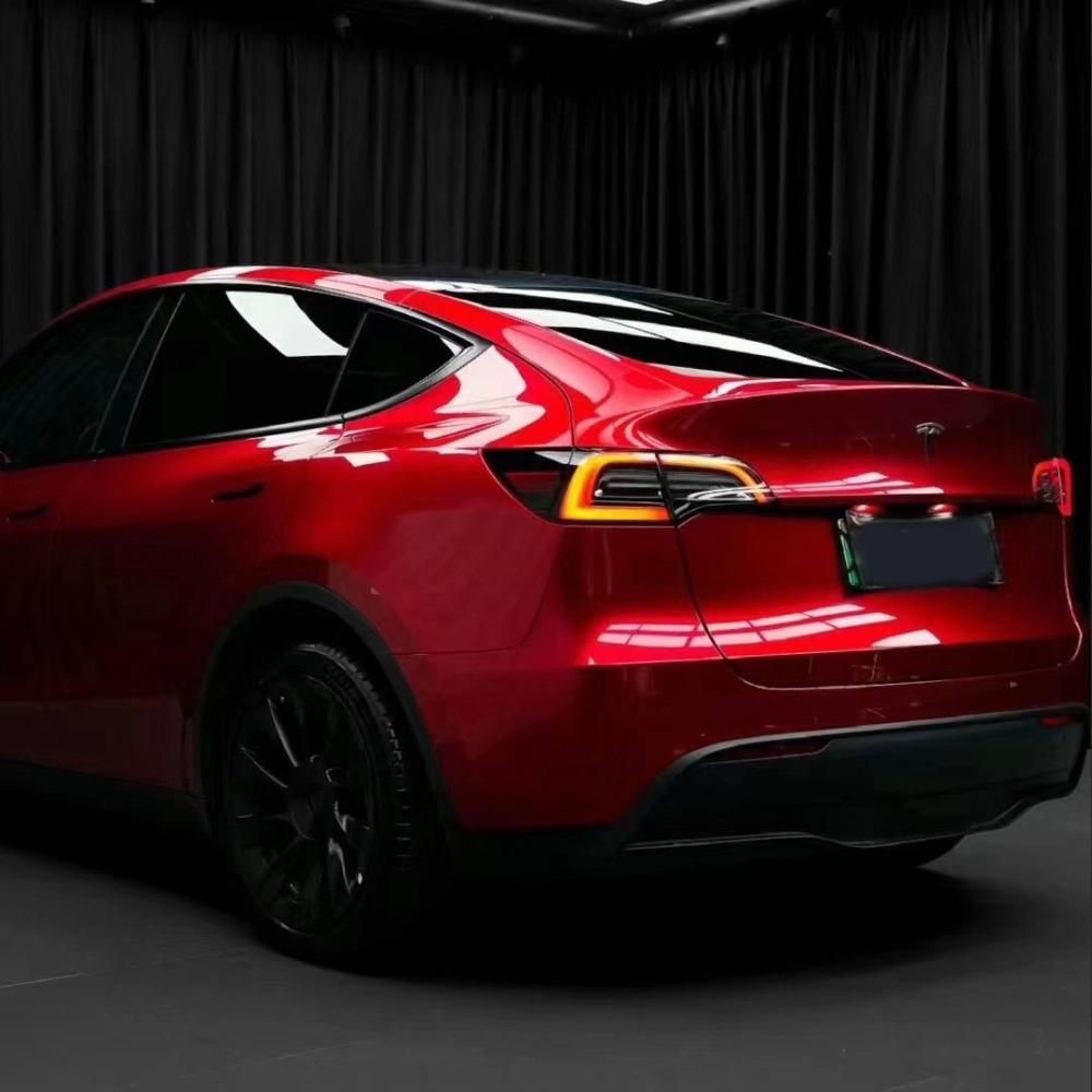 Tesla Model Y Wrap, Best Ravoony Gloss Liquid Ruby Red Vinyl Car Wrap ...