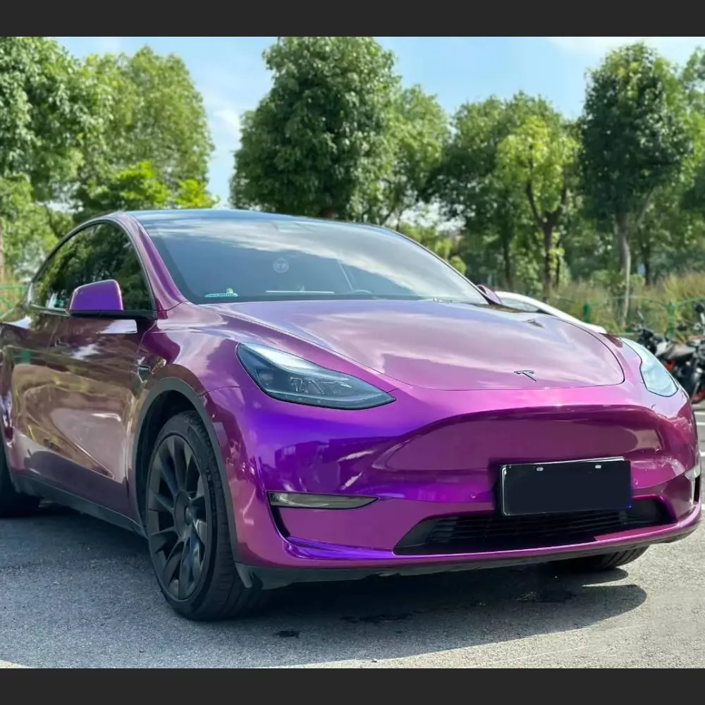 Tesla Model Y Wrap, Best Ravoony Ultra Gloss Metal Paint Grape Purple ...