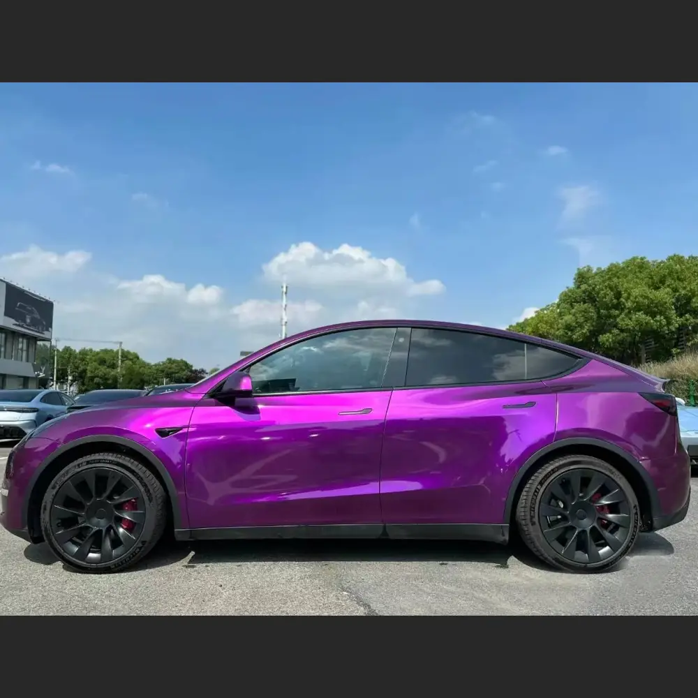 Tesla Model Y Wrap, Best Ravoony Ultra Gloss Metal Paint Grape Purple ...