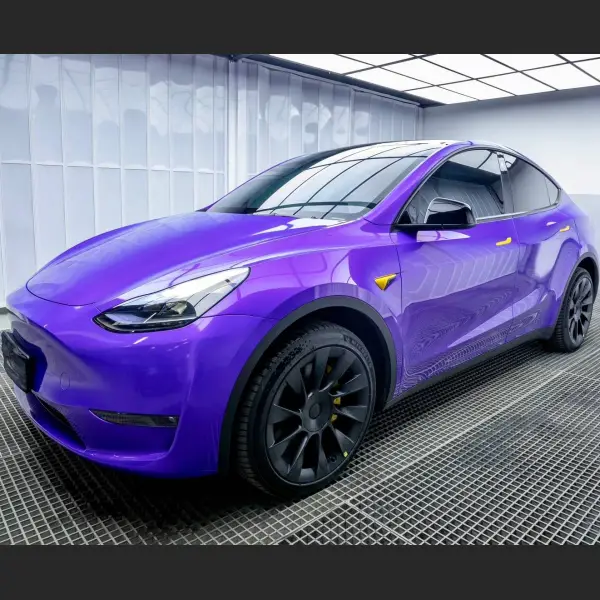 Tesla Model Y Wrap,Best Ravoony Glossy Explosion Purple Car Vinyl Wrap ...