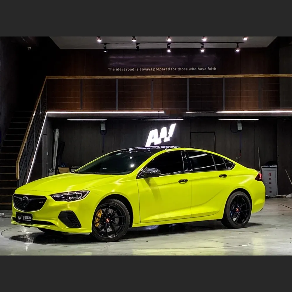 Fluorescent Yellow Car Wrap, Best Ravoony Matte Pure Metal Fluorescent ...