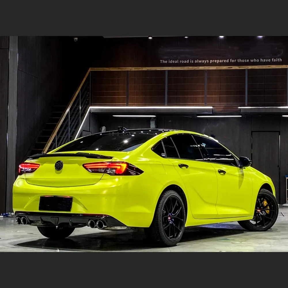 Fluorescent Yellow Car Wrap, Best Ravoony Matte Pure Metal Fluorescent ...
