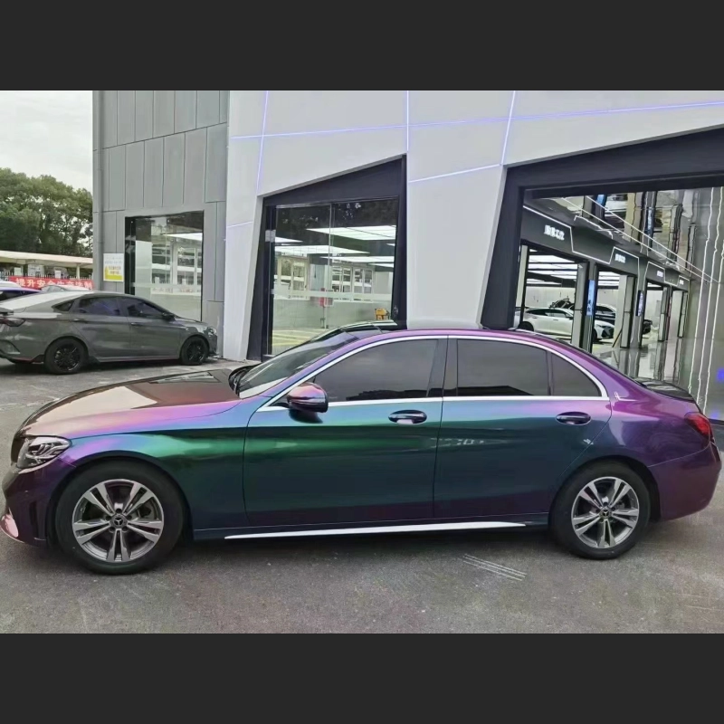 Glossy Metallic Green Galaxy Car Vinyl Wrap, Best Ravoony Pro TPU ...