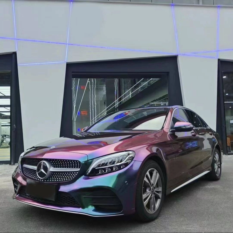 Glossy Metallic Green Galaxy Car Vinyl Wrap, Best Ravoony Pro TPU ...