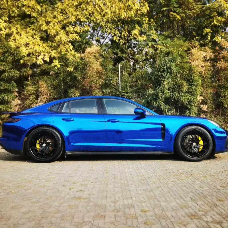 Chrome Blue Car Vinyl Wrap,Best Ravoony Glossy Chrome Blue Car Vinyl ...