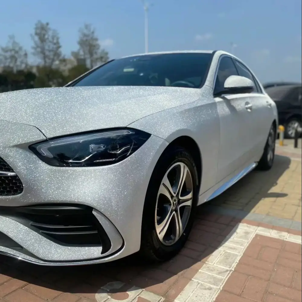 Silver Car Vinyl Wrap, Best Ravoony Plus Super Glitter Silver Car Vinyl ...