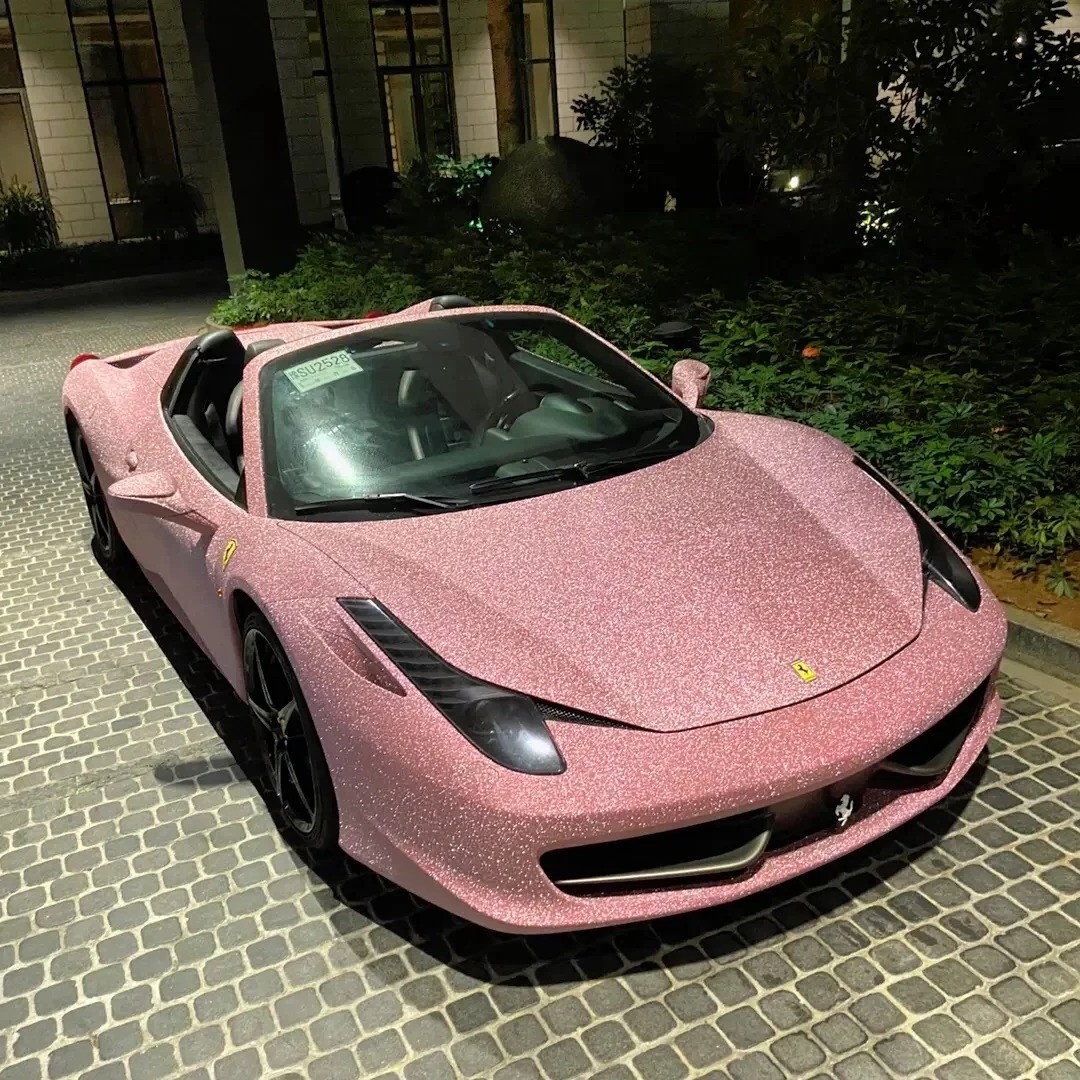 Pink Car Vinyl Wrap, Best Ravoony Plus Super Glitter Pink Car Vinyl ...
