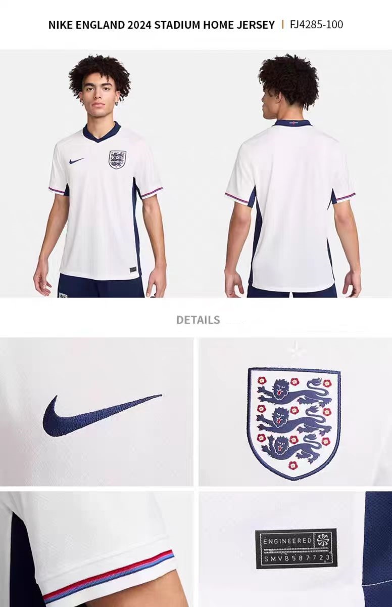 Jersey/Euro2024/England 24/25 Player Home Euro Patch Jersey