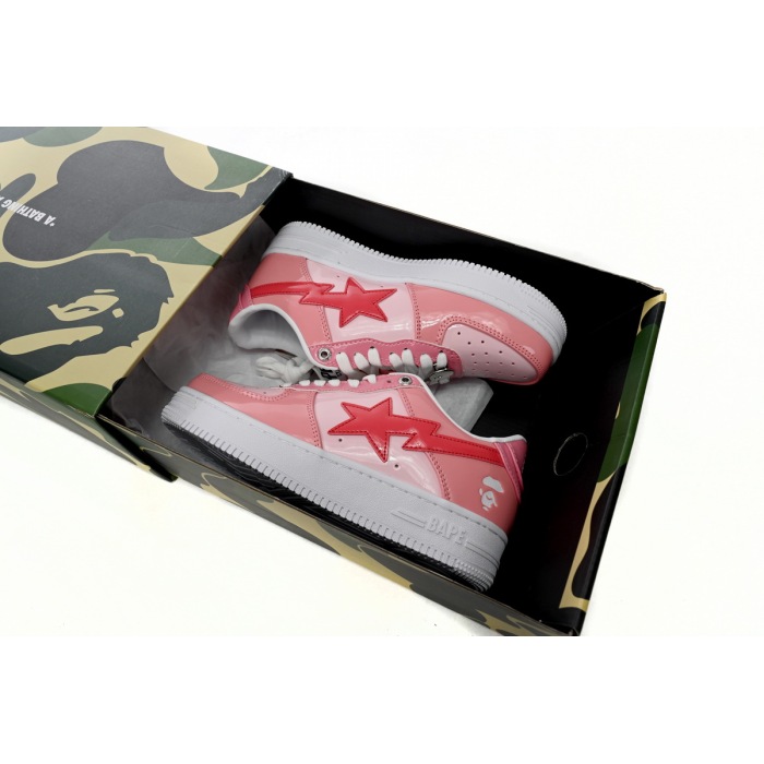 Cheap Fake Bapesta A Bathing Ape Bape Sta Low Pink Paint Leather 1H2 ...