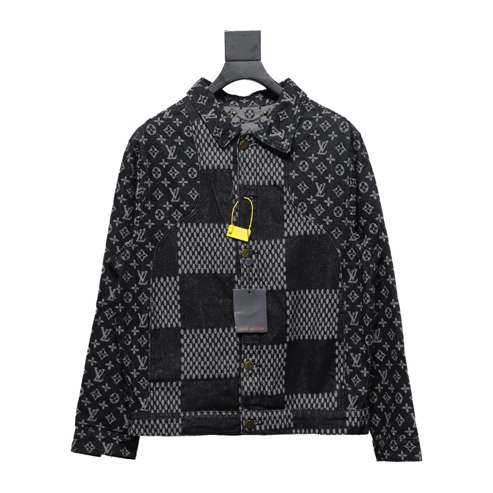 Fake Louis Vuitton 20Fw Checkerboard Pattern Denim Long Sleeve Jacket ...