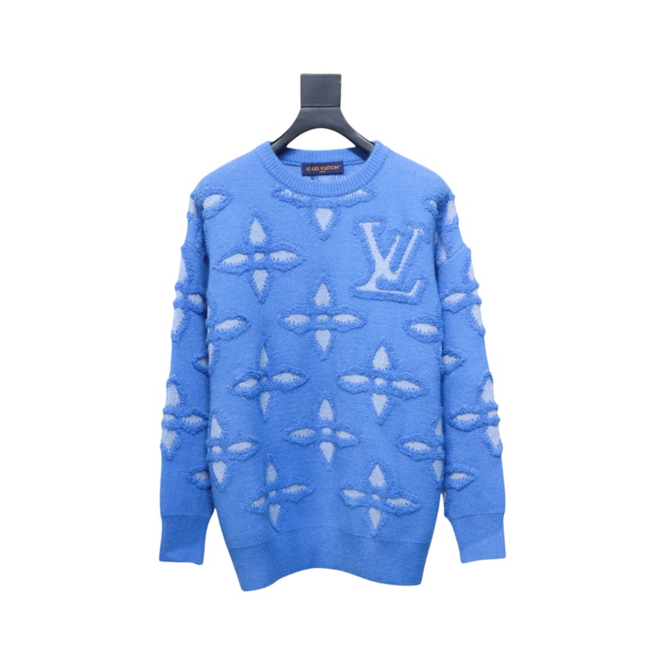 Louis Vuitton 24Fw Jacquard Four-Leaf Clover Logo Crew Neck Sweater ...