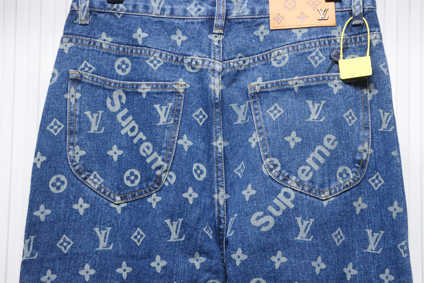 Louis Vuitton x Supreme Monogram Print Denim Trousers Blue From Obo Sneaker