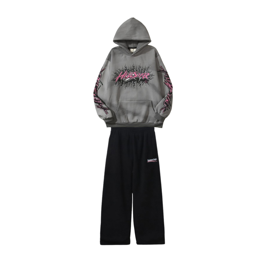 Hellstar Future Flame Hoodie Grey + Balenciaga Coke Fleece Suit ...