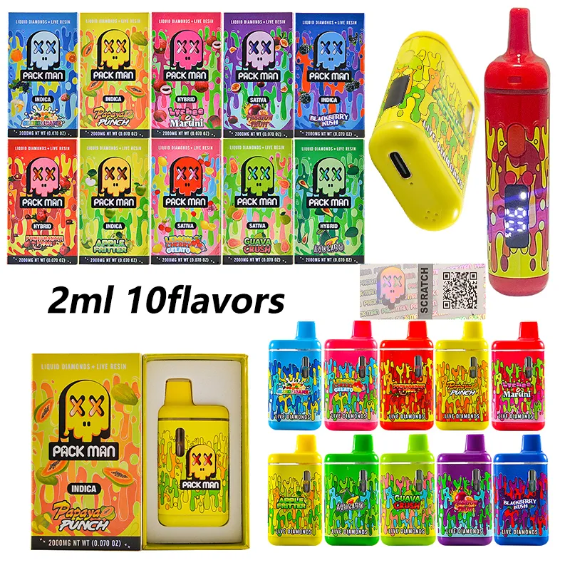packman | pac man 2g disposable live resin liquid diamonds vape led screen
