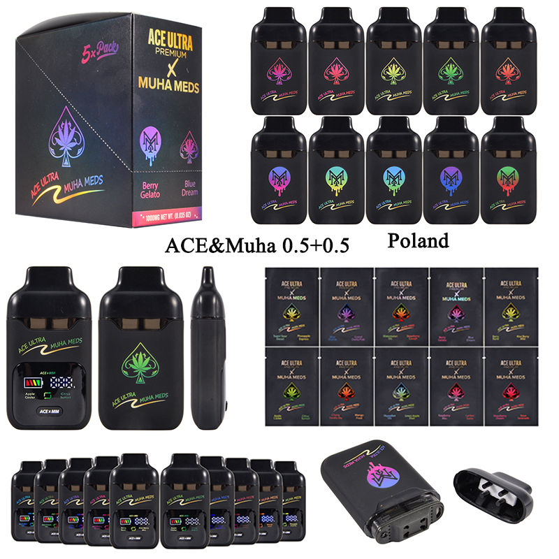 ACE & muha 0.5+0.5 ml empty vapes 1g disposable wholesale dual flavors ...