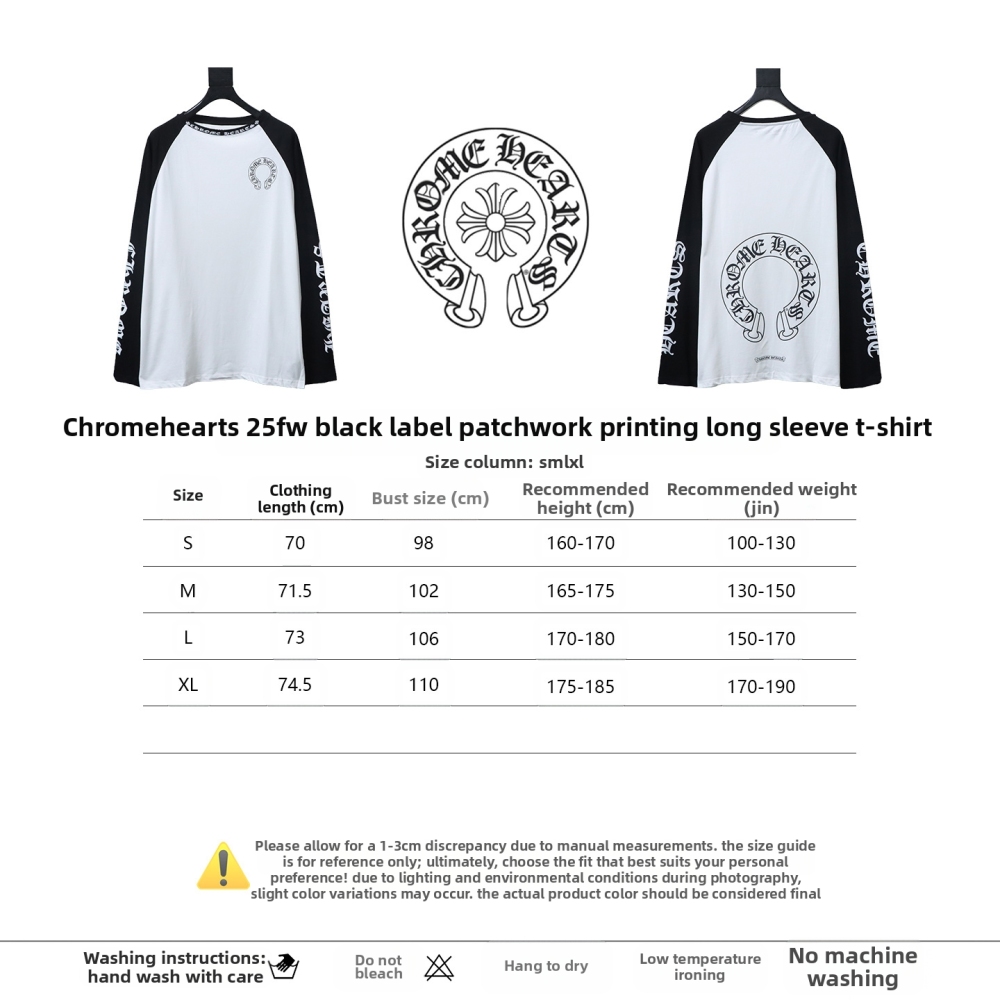 Chrome Hearts 25FW Embroidered Horseshoe Patchwork Long Sleeve T-Shirt Pink