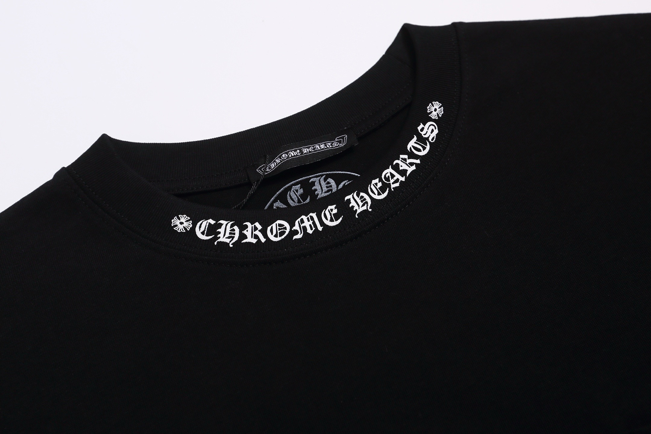 Chrome Hearts Neck Logo Long-Sleeve T-Shirt Black and White