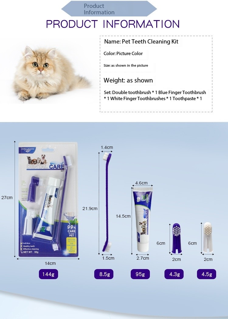 "Dog Toothbrush And Toothpaste Finger Toothbrush Brushing Kit