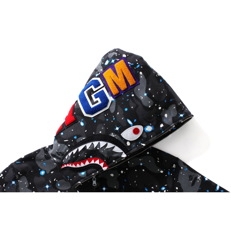 BAPE Space Camo Shark WGM Full-Zip Hoodie Black Reps - Pk Stockx