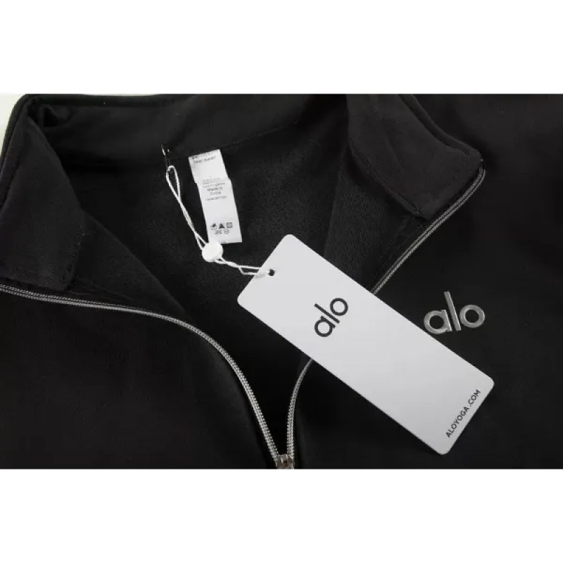 Alo Yoga Accolade 1/4 Zip Pullover Black Reps - Pk Stockx