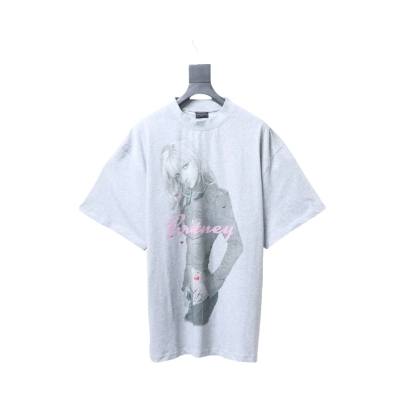 Balenciaga Music Britney Spears Series T-shirt Light Grey & Pink Reps ...