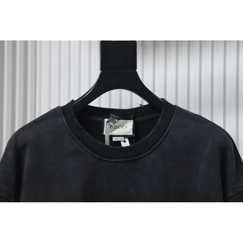 Gucci Hand-painted Letter Crewneck Sweatshirt Washed Black Reps - Pk Stockx