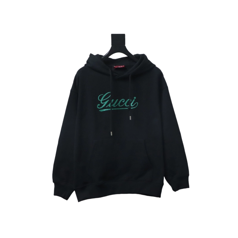 Gucci Musical Note Signature Logo Letter Embroidered Hoodie Black Reps ...
