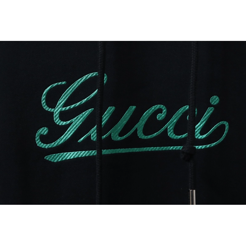 Gucci Musical Note Signature Logo Letter Embroidered Hoodie Black Reps ...