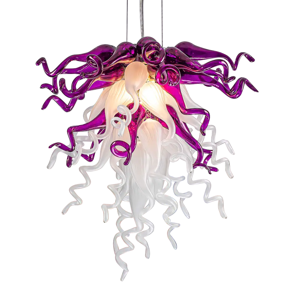 Chihuly Glass Chandelier Hand Blown Glass Chandelier (Purple And White)