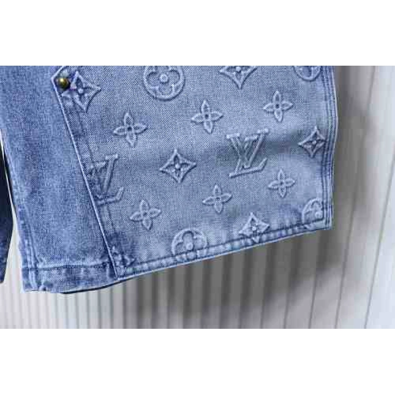 Coco Shoes Official | Louis Vuitton Monogram Embossed Denim Shorts Sneakers