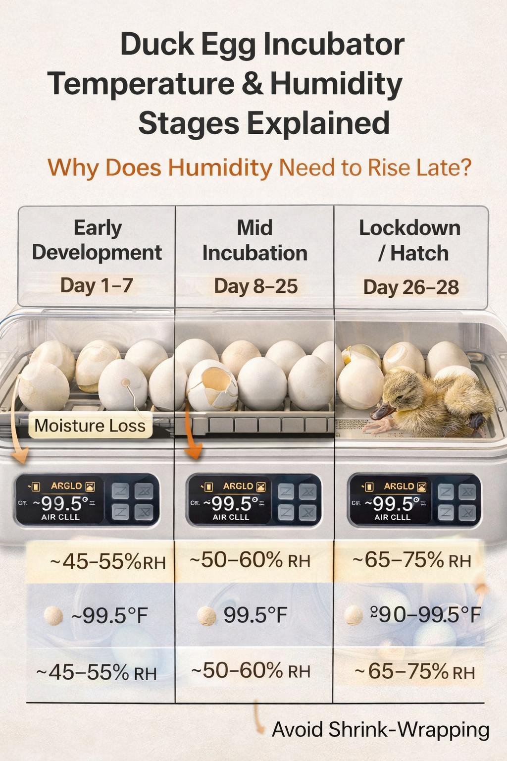 Duck Egg Incubator Humidity Stages:Better Hatches Less Stress