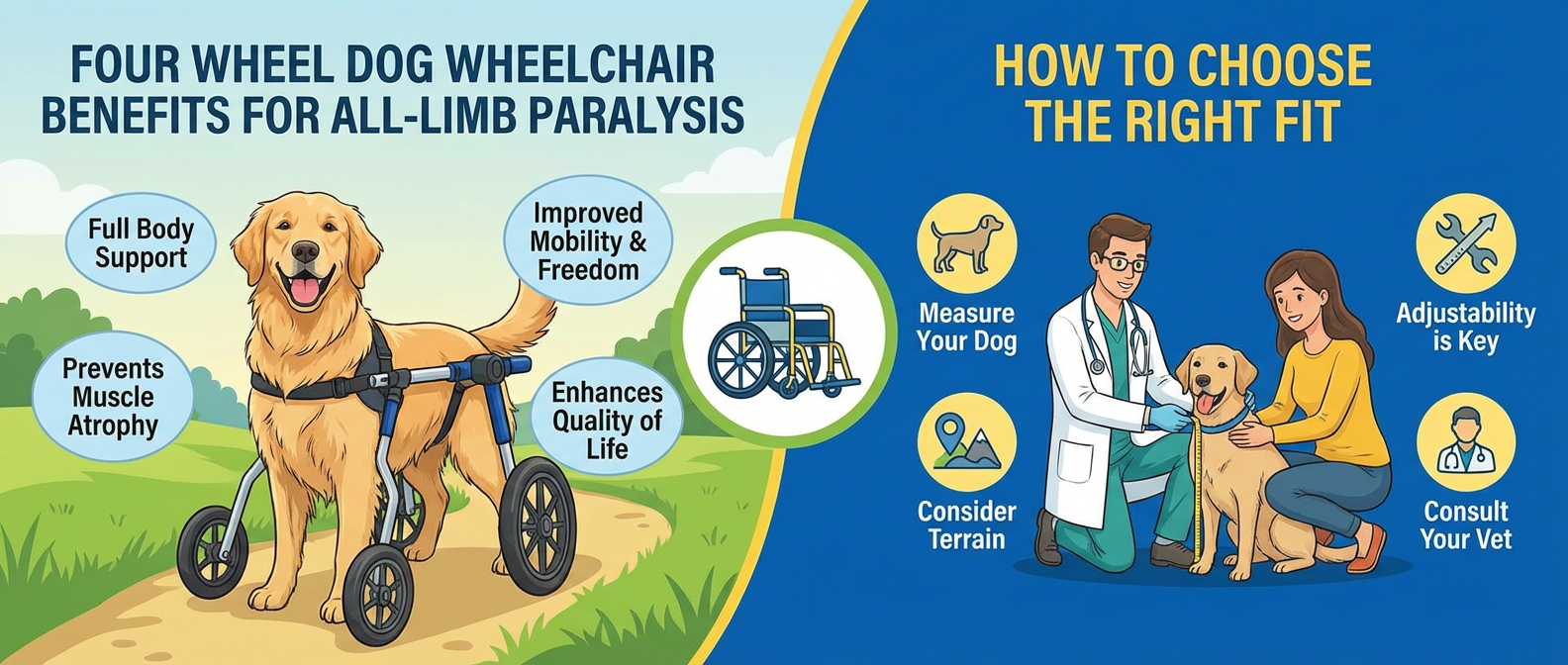 Four wheel dog wheelchair benefits for dogs with all-limb paralysis and ...